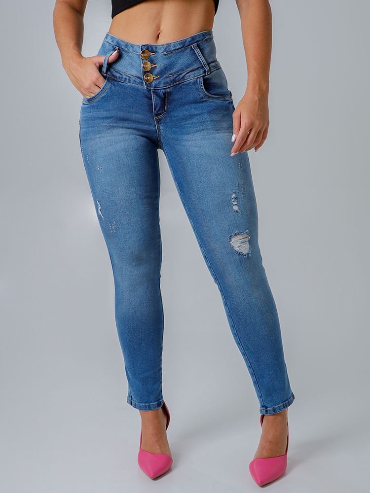 Calça Feminina Jeans Cropped Grazi Safira (Azul Claro)