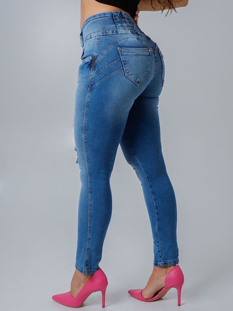Calça Feminina Jeans Cropped Grazi Safira (Azul Claro)