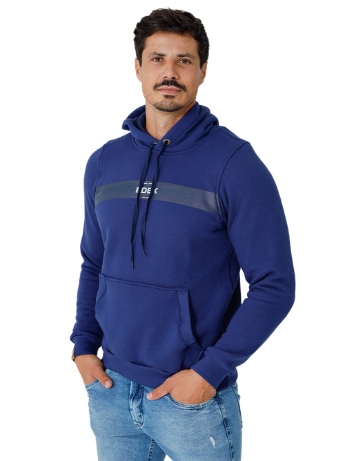Blusão de Moletom Masculino Inverno com Capuz (Azul)