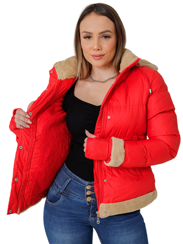 Jaqueta Feminina Nylon Bobojaco Gola Alta Preto