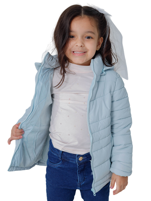 Jaqueta Infantil Feminina Nylon Forrada Capuz Verde