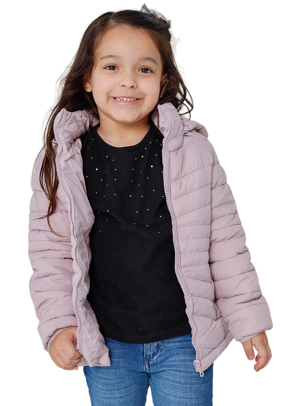 Jaqueta Infantil Menina Nylon Alongada Rosê