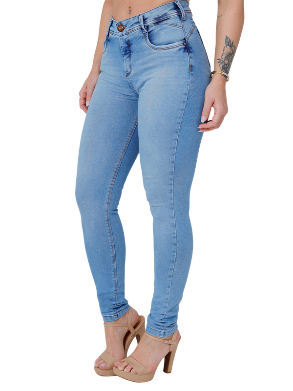 Calça Feminina Jeans Cigarrete Skinny Clara Modeladora (Azul)