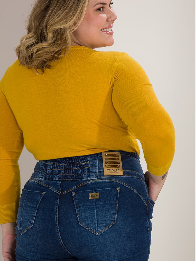 Calça Feminina Jeans Skinny Modeladora (Azul Escuro)