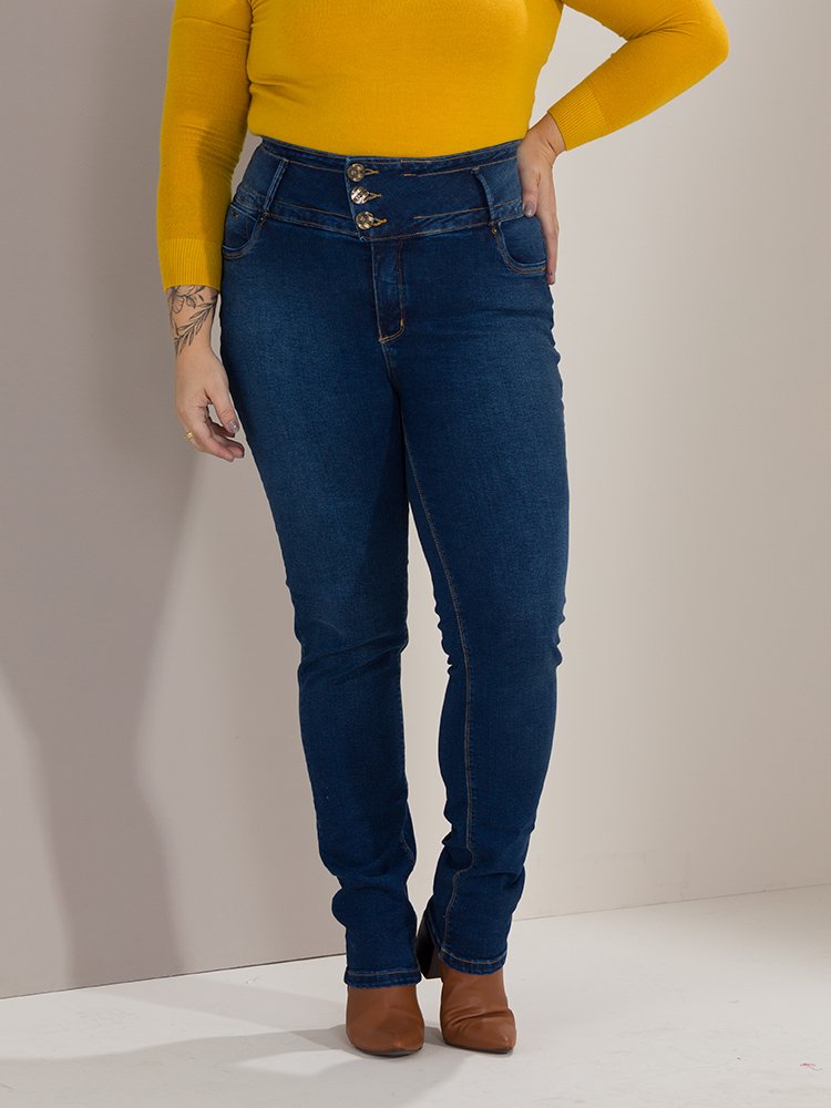 Calça Feminina Jeans Skinny Modeladora (Azul Escuro)