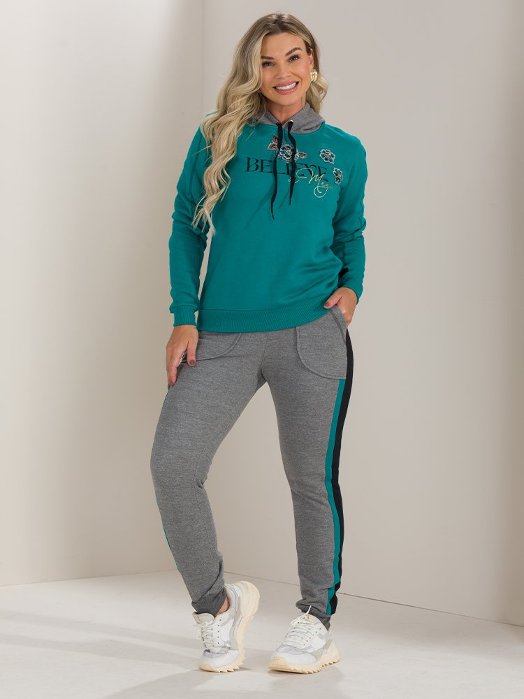 Conjunto Feminino Moletom Calça e Blusa (Verde)
