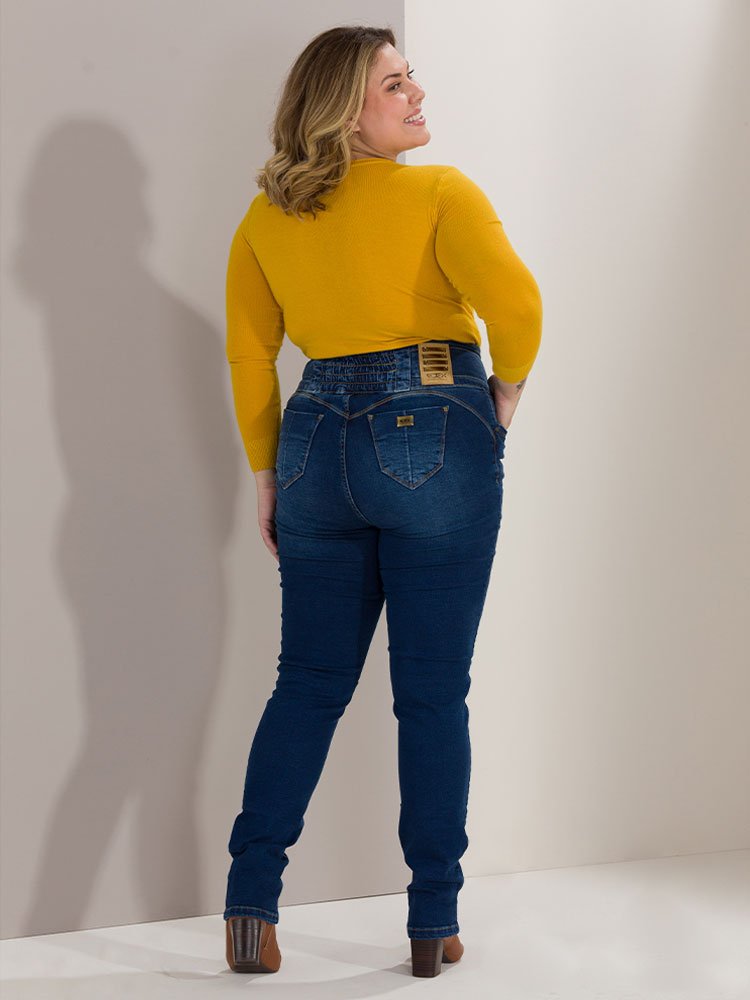 Calça Feminina Jeans Skinny Modeladora (Azul Escuro)