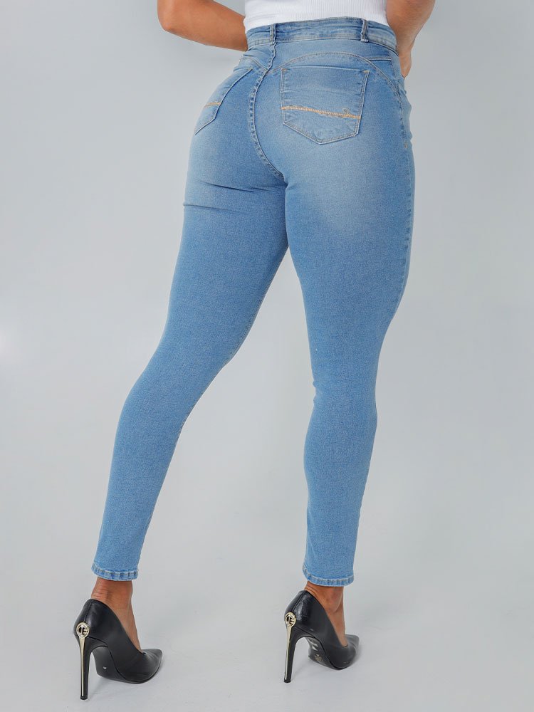 Calça Feminina Jeans Skinny Modeladora (Azul Clara)