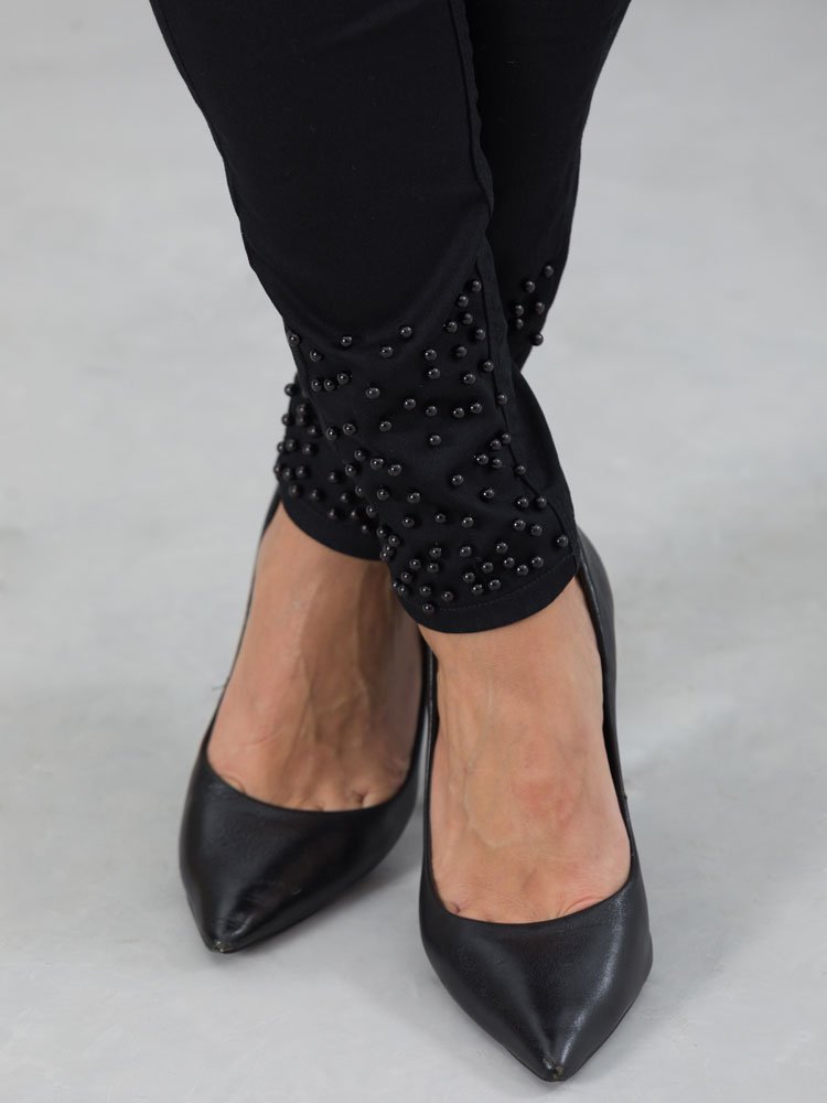 Calça Feminina Sarja Skinny Pérola Negra (Não Desbota)