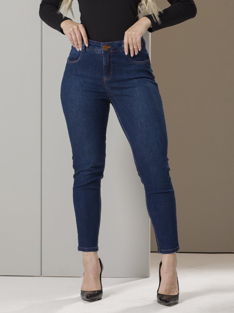 Calça Feminina Jeans Cropped Modeladora (Azul)