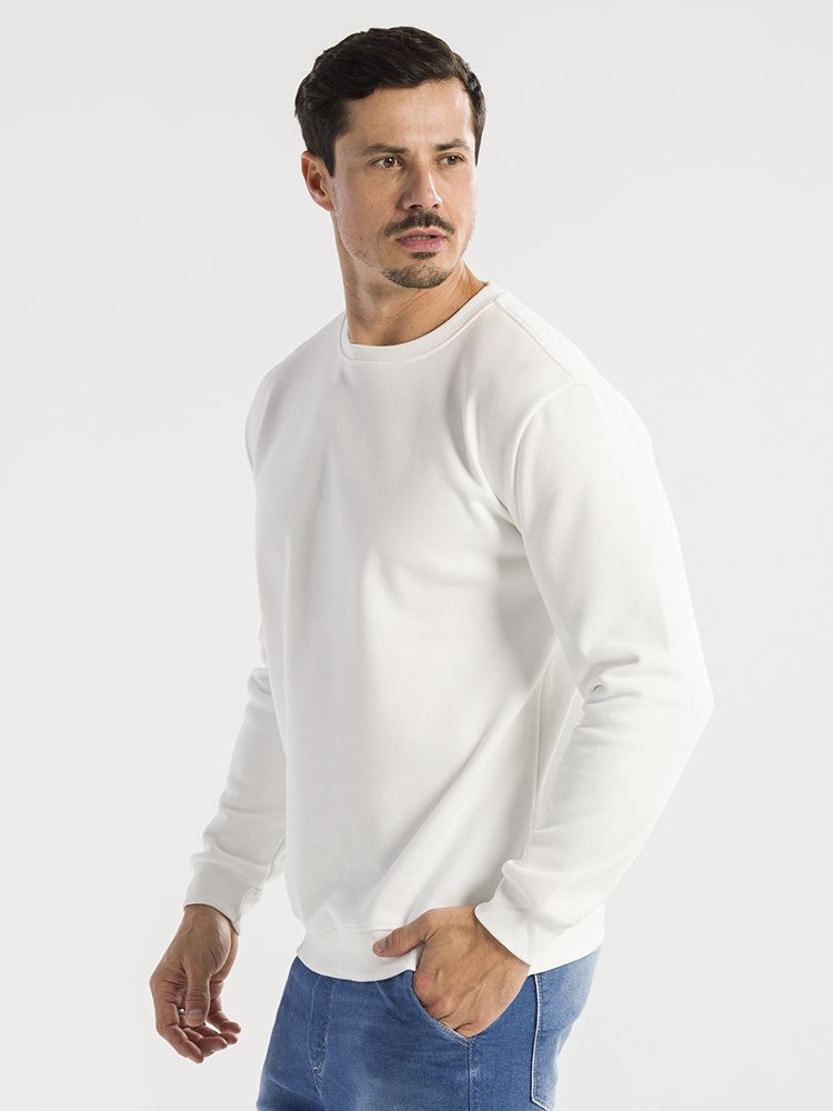 Moletom Masculino Básico Cor Única (Branco)