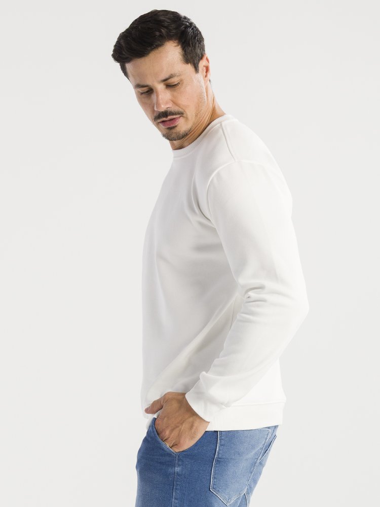 Moletom Masculino Básico Cor Única (Branco)