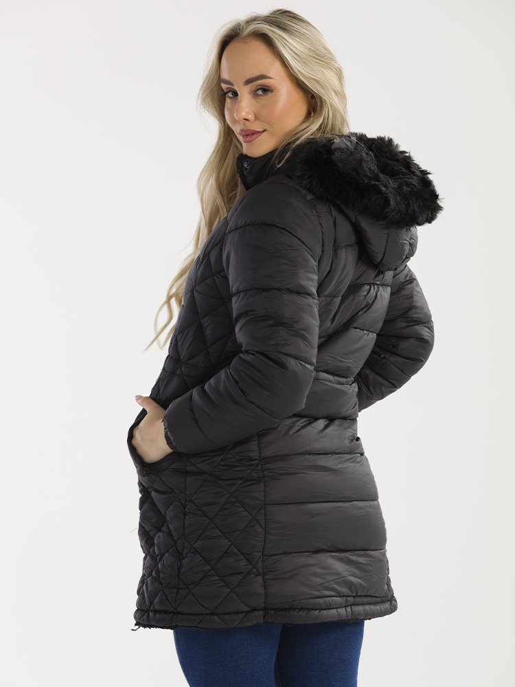 Sobretudo Feminino Nylon Matelassê Forrado (Preto)
