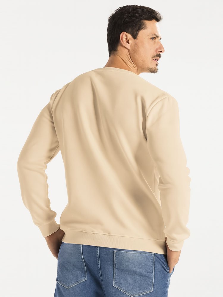 Moletom Masculino Básico Cor Única (Areia)
